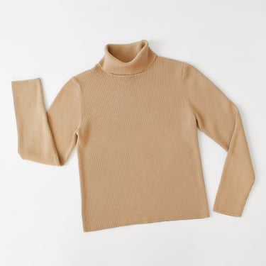 vintage beige ribbed cotton knit turtleneck | Improv Goods | Queens ...