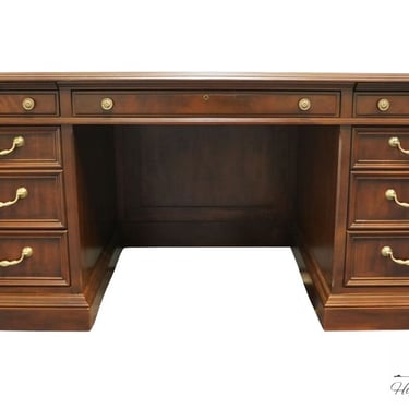 SLIGH FURNITURE Solid Mahogany Traditional 72 Executive Office Desk w. Tooled High End Used Furntiure Harrisonville MO