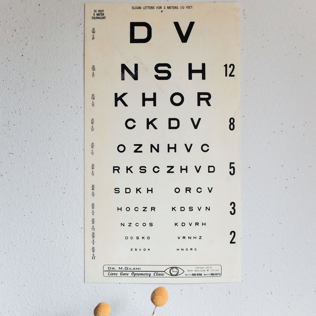 Vintage Optometry Clinic Chart | Microscope Telescope - Seattle, WA | ATTIC