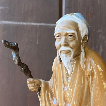 Vintage Mudman Walking Stick Mid-Century Chinese Clay Ceramic | Brain ...