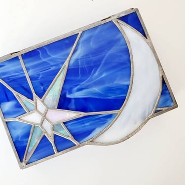 Vintage Celestial Moon & Star Stained Glass Jewely Storage Box | Penny ...