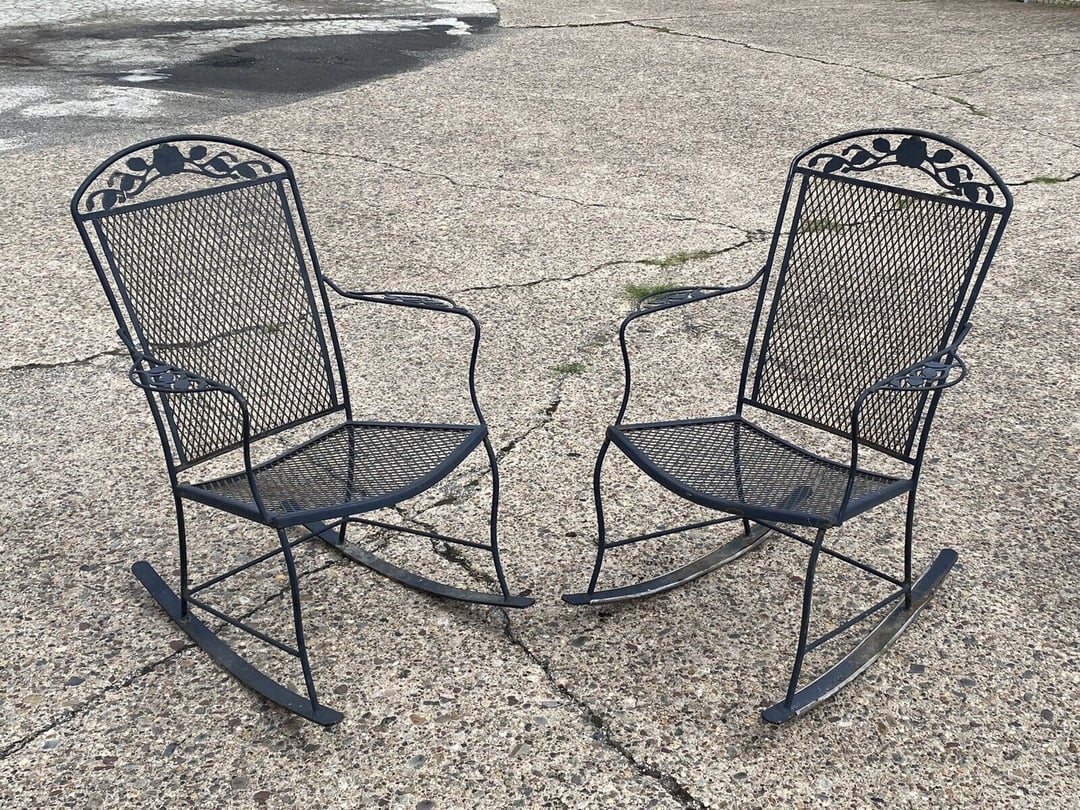 Vintage Wrought Iron Victorian Style Garden Patio Rocker Rocking Chairs ...