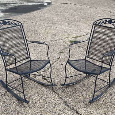 Vintage Wrought Iron Victorian Style Garden Patio Rocker Rocking Chairs ...