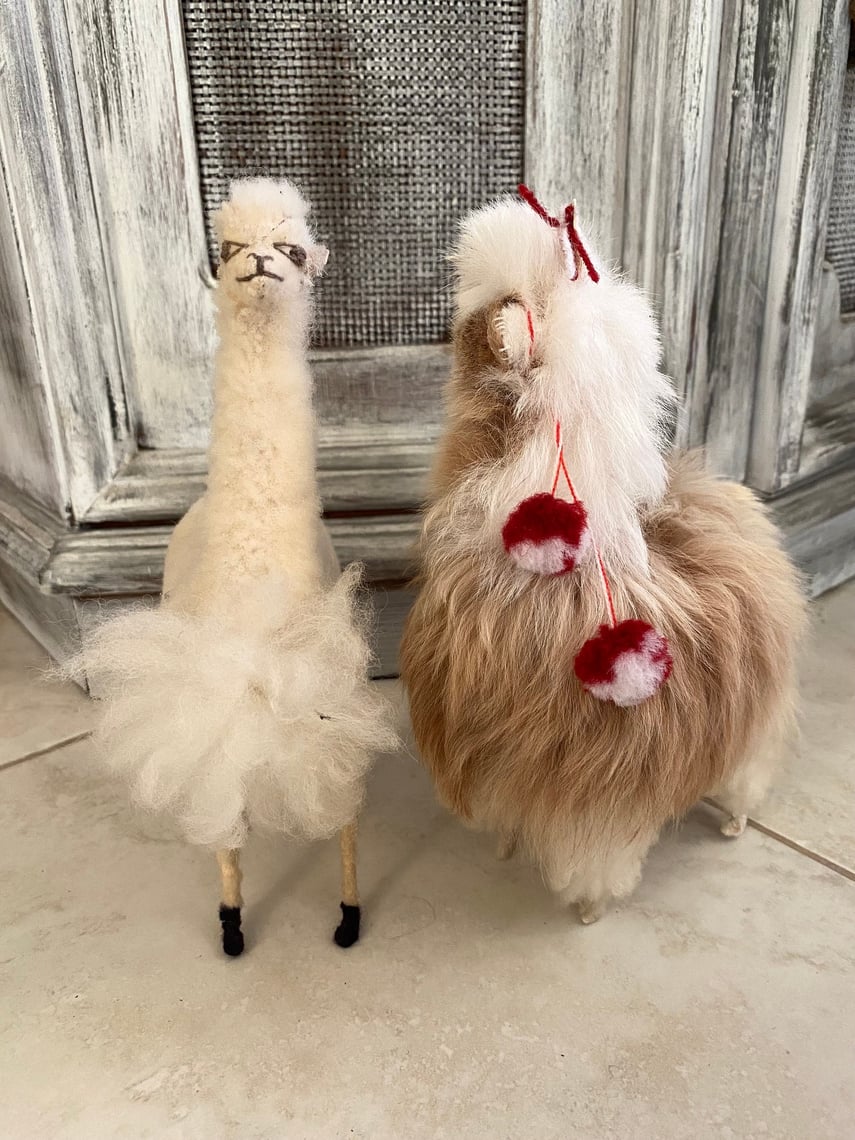 2 Llamas~ Super Fluffy- Real Soft Fur Handmade Long Neck Alpacas ...