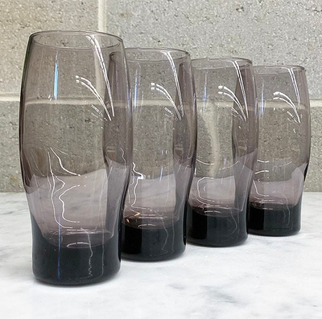 Vintage Drinking Glasses Retro 1970s Contemporary + Libbey + Purple ...
