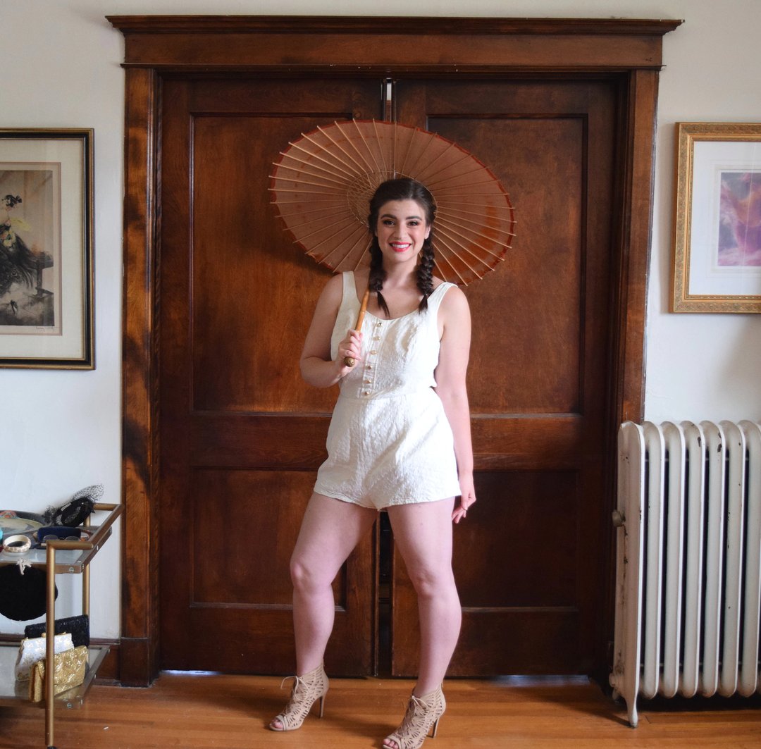 50s Playsuit | 50s Swimsuit | Mid Century Swimsuit | White Swimsuit ...