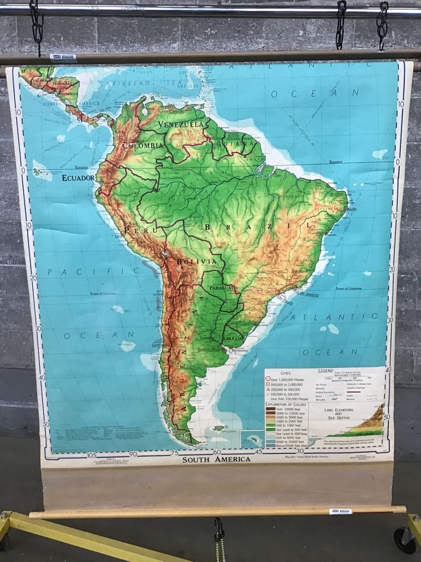 1960 South America Map (Seattle) | Second Use | Seattle and Tacoma, WA