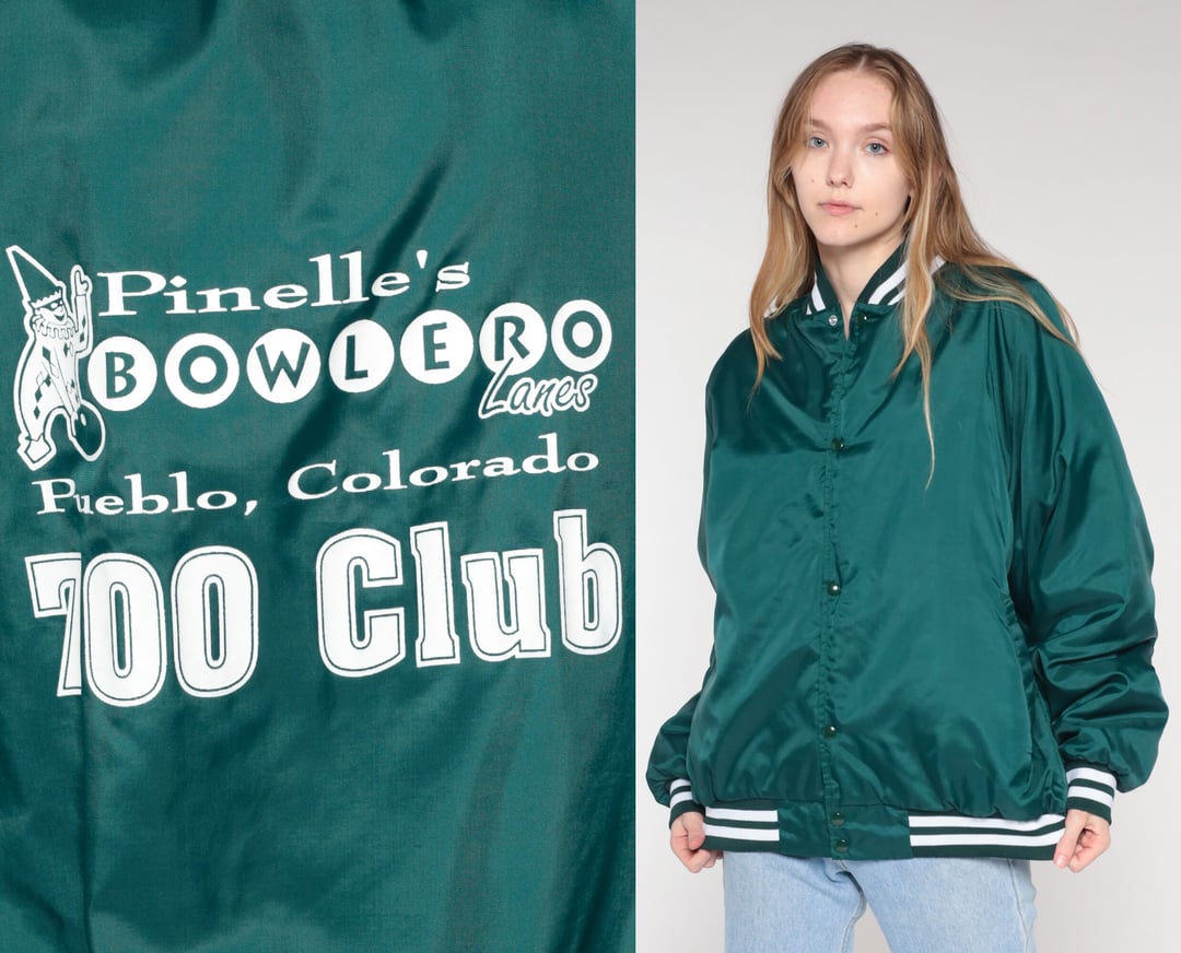 Vintage Bomber Jacket 80s Bowling Uniform Jacket Pinelle's Bowlero ...
