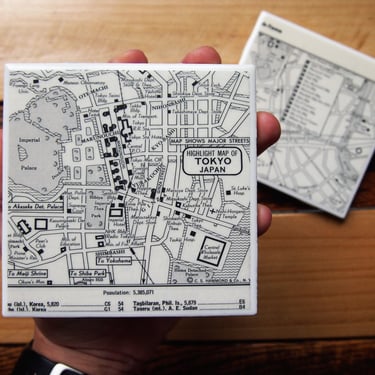 1956 Tokyo Japan Vintage Map Coasters Set of 2. Vintage | All Mapped ...