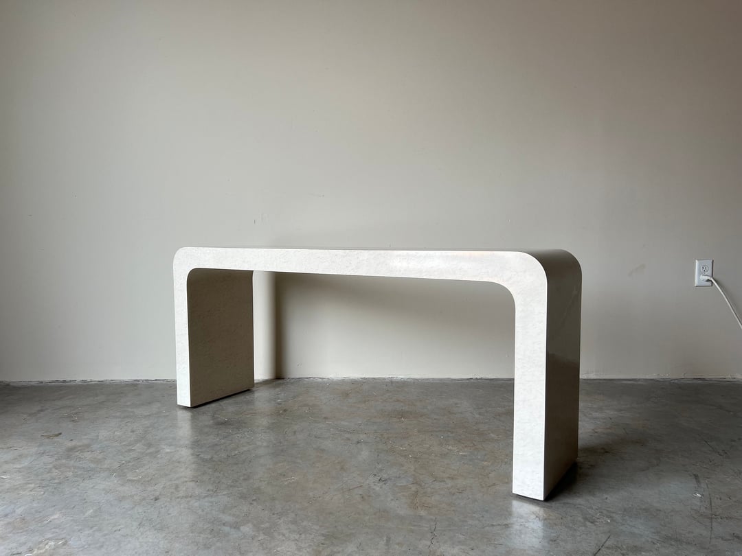 Postmodern Laminate Waterfall Sofa Console Table | Miami Vintage Decor ...