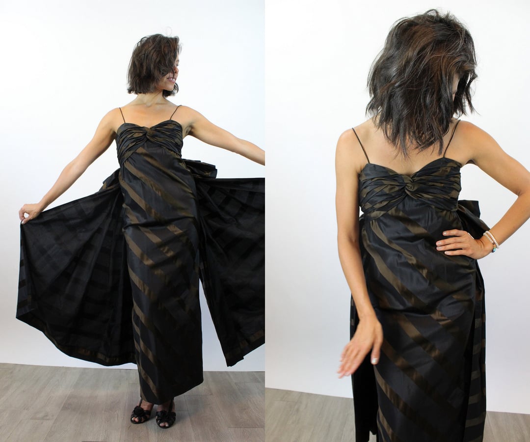 1980s TRACY MILLS striped silk gown xs | new fall | Crush Vintage | San ...