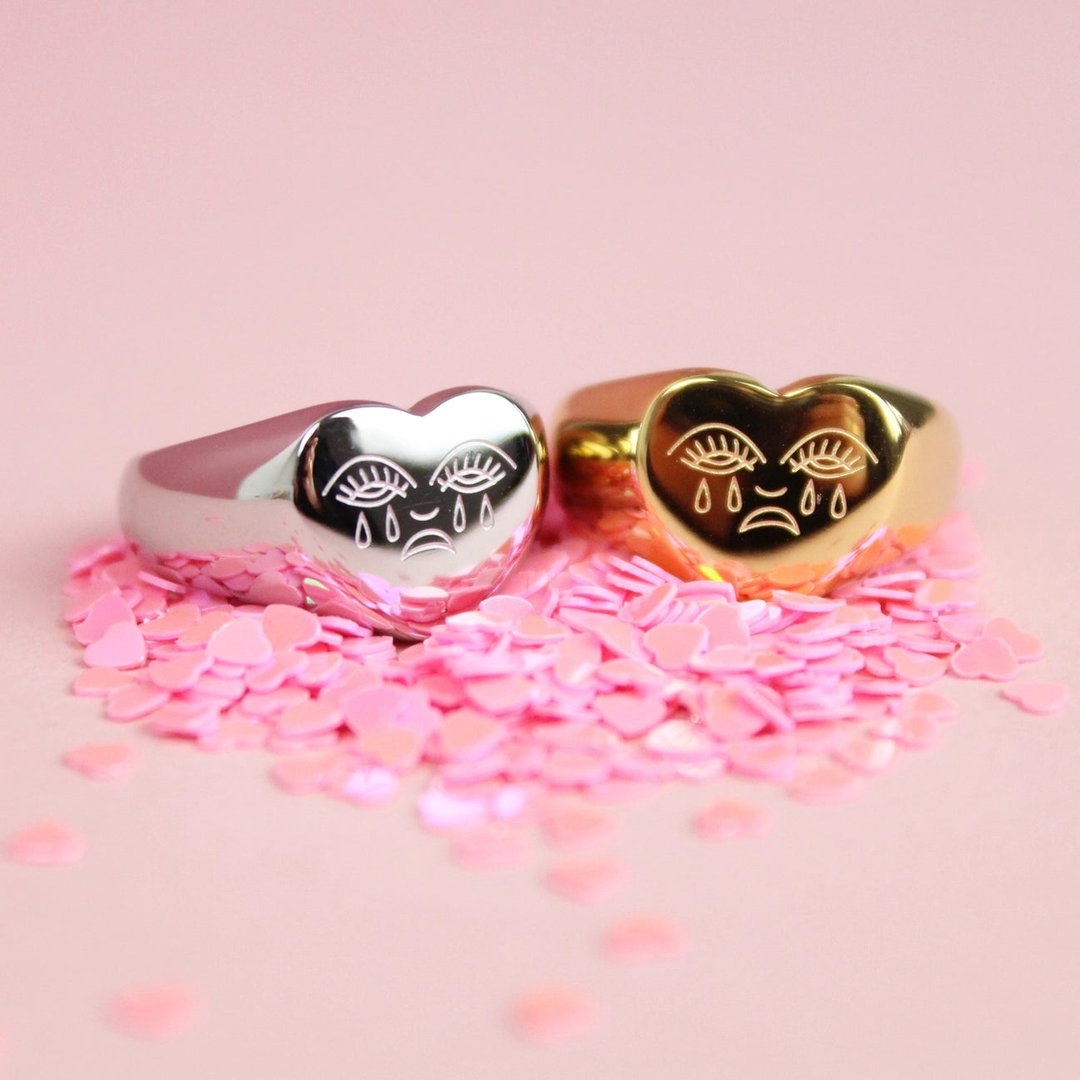 Crying Heart Signet Ring | Swan Dive | Seattle, WA