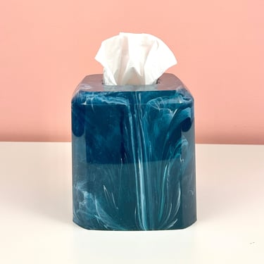 Green Marble Style Tissue Box Cover | Barela Vintage | New York, NY