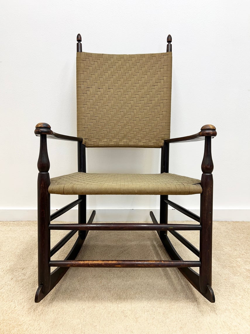 vintage Shaker style rocker woven seat rocking chair | Tripod Modern ...