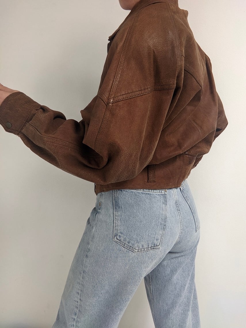 Incredible Vintage Walnut Leather Bomber Jacket | Na Nin | Richmond, VA