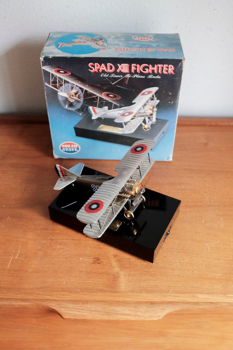 Vintage Metal model Airplane Radio Spad XIII fighter / Original box ...