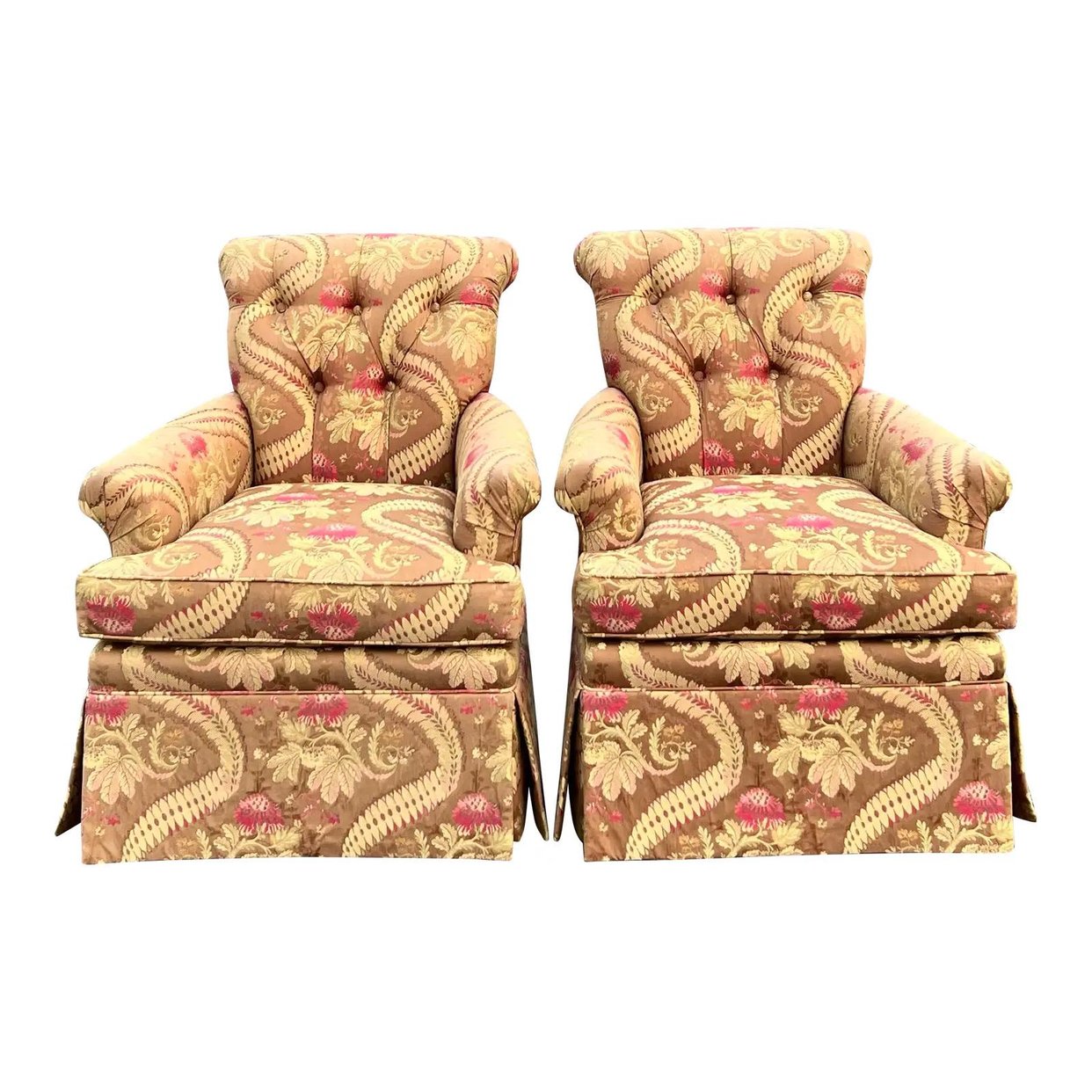 Tufted Back Rolled Arm Traditional Lounge Chairs - | 2nd Story Trading ...