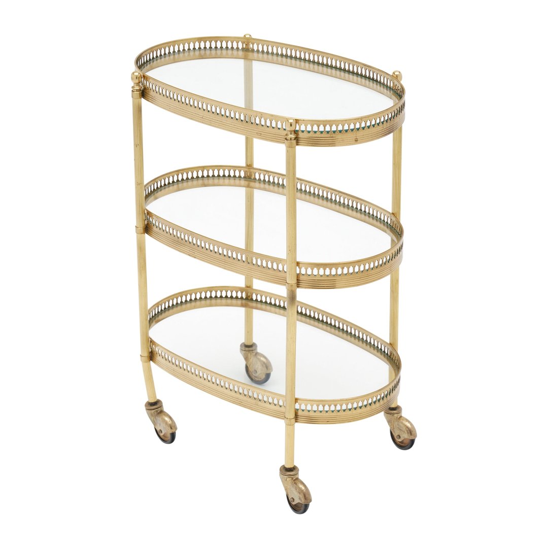 French Brass Three Tiered Bar Cart | Jean-Marc Fray | Austin, TX