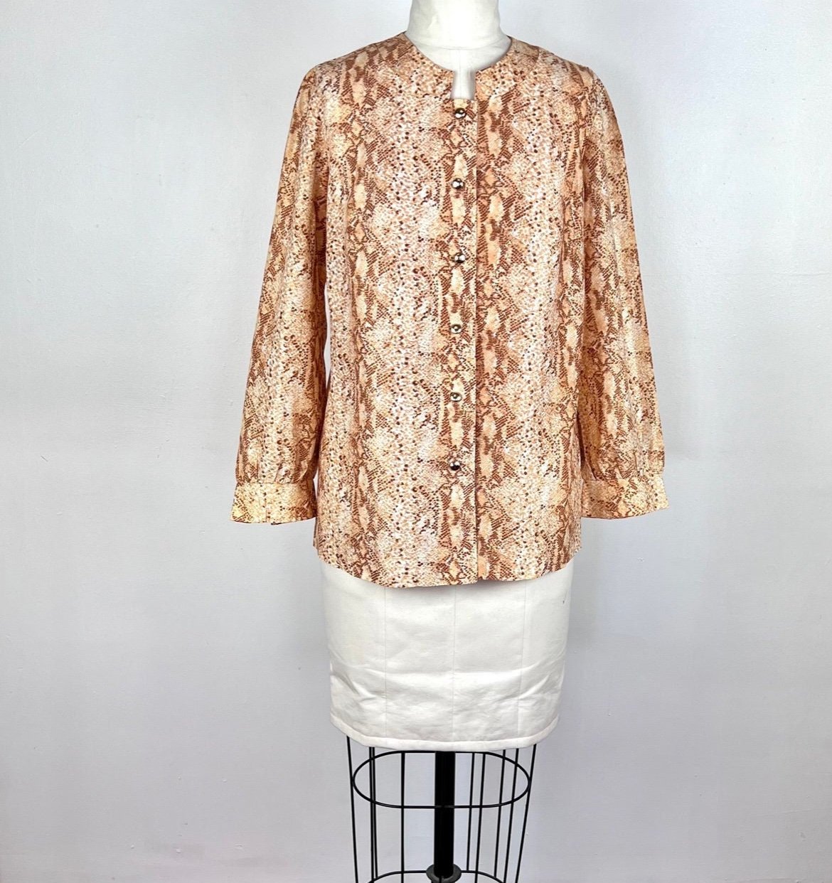 Vintage 70s Gold Snake Print Shirt Top / Orange | Erratic Static Vintage - New York, NY | ATTIC