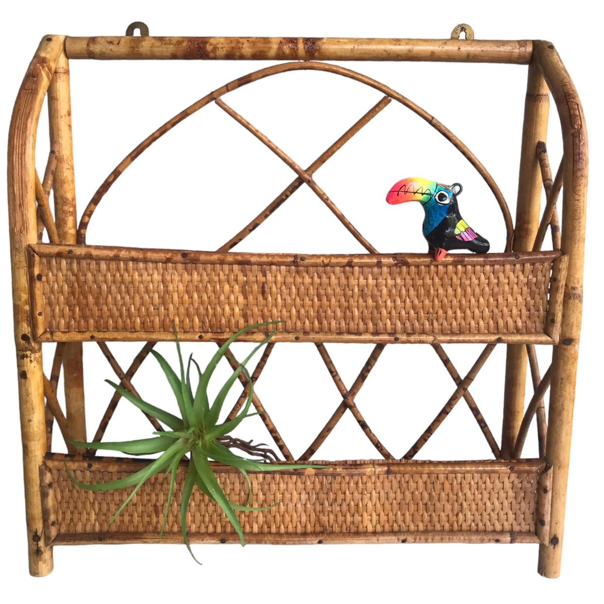 Vintage Tortoise Bamboo 2-Tier Wall Shelf || Chinoiserie / Boho ...