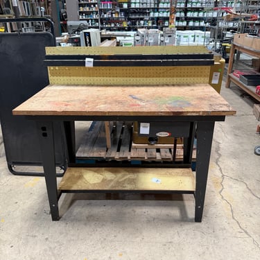 Hirsh Industries Work Bench Table with Pegboard Backsplash | Community ...