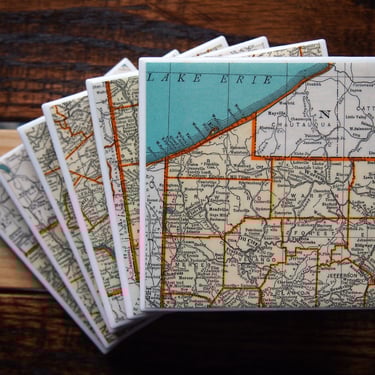 1937 Pennsylvania Map Coaster Set of 6. Vintage Pennsylvania Coasters ...