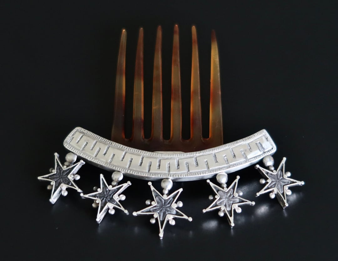 Antique French Silver Étoiles de Digne Pentacrine Star Comb, Bridal ...