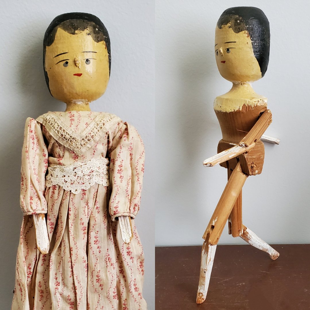 Early Penny Peg Wooden Doll 11" Tall - Grudner Style Doll | Hey Sailor ...