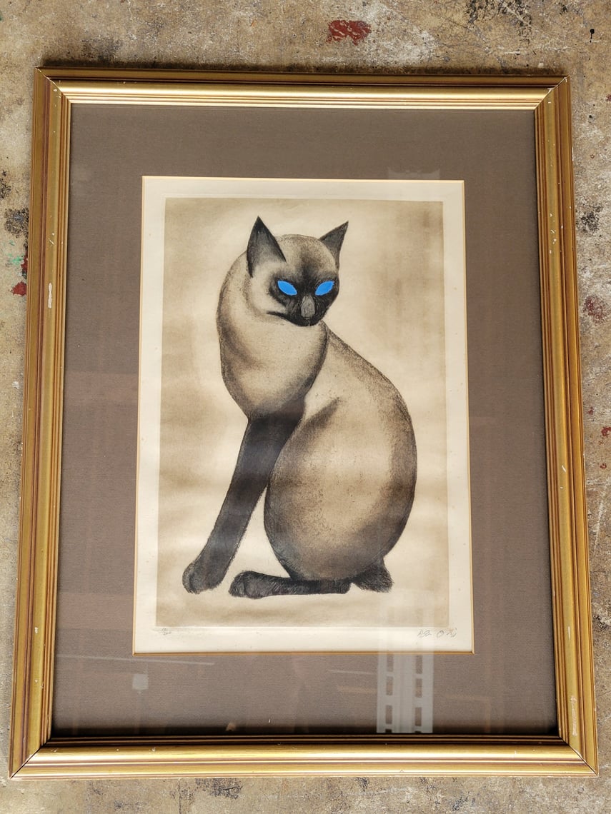 Mid Century Siamese Cat Lithograph | Wishbone Reserve | Baltimore, MD
