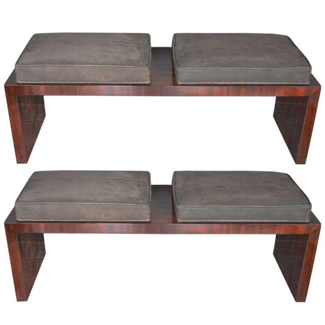 Pair of Suede Double Seat Benches | Pegaso Gallery Design | Los Angeles, CA