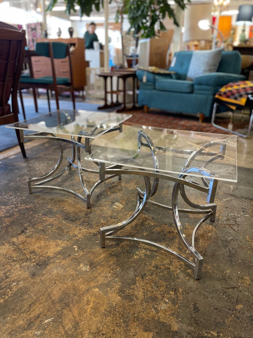 Vintage Chrome/Acrylic Lucite End Tables | Urban Goods | San Antonio, TX