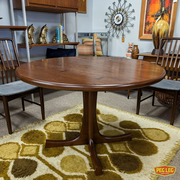Mid-Century Modern round pedestal dining table by Conant Ball | Peg Leg ...