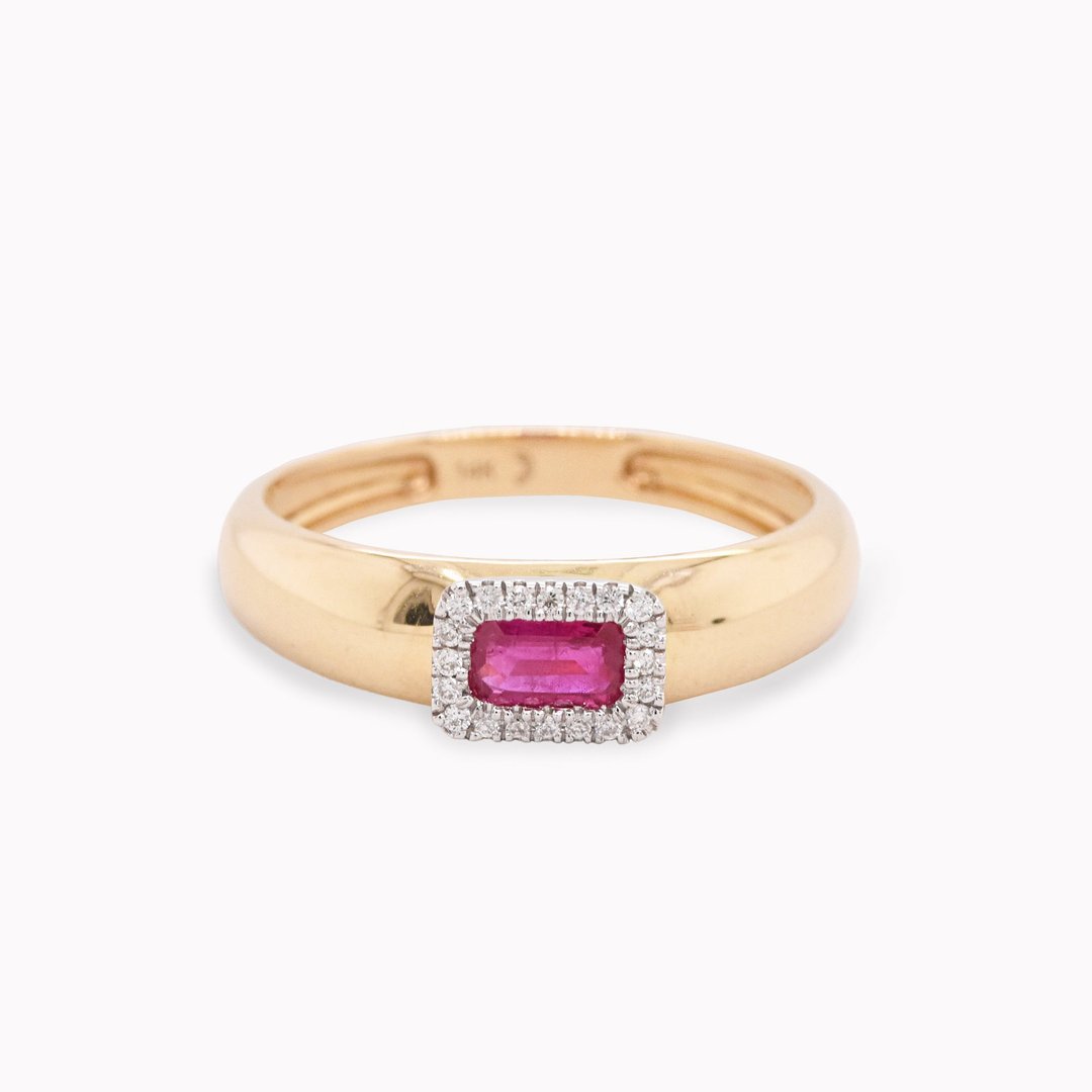 Ruby & Diamond Halo Domed Ring | Eliza Page | Second Street District ...