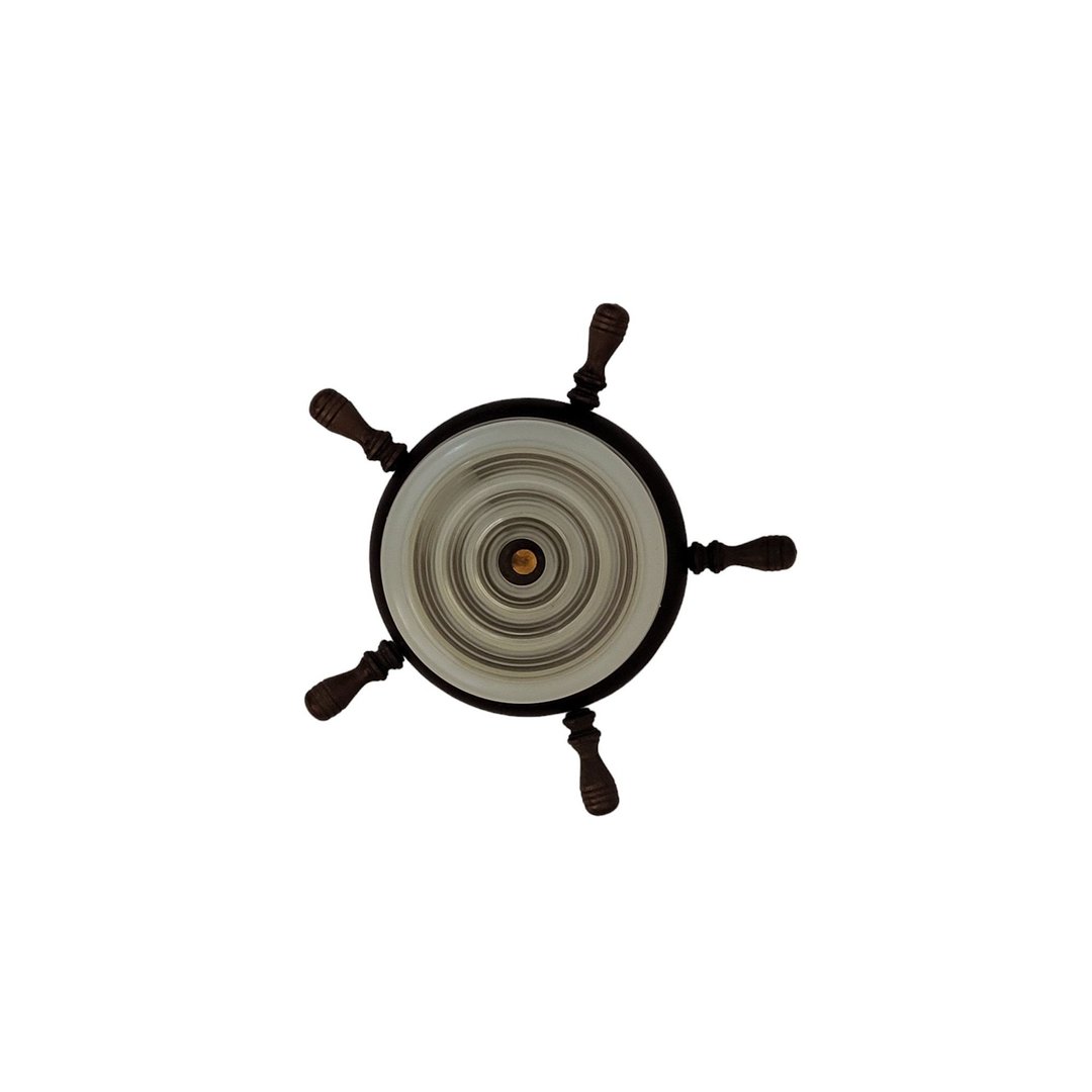 Vintage Nautical Ships Wheel Ceiling Light, Art Deco Frosted Glass | A ...