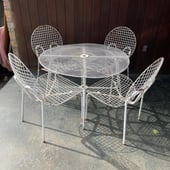 Vintage Outdoor Wire Patio Set Chairs Table Mid-Century Modern | Brain ...