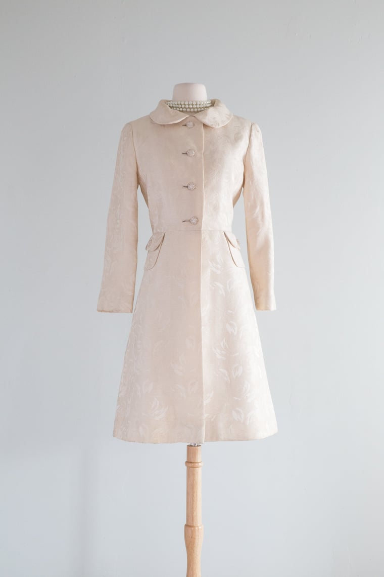 Elegant 1960's Ivory Brocade Coat & Dress Set From I.Magnin / | Xtabay ...