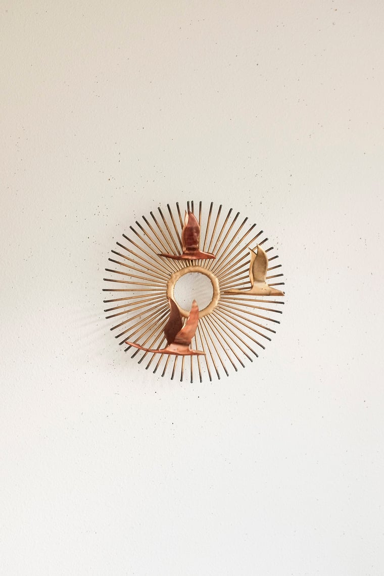 Mid-Century C. Jere Sunburst Birds / Curtis Jere Vintage Wall hanging ...