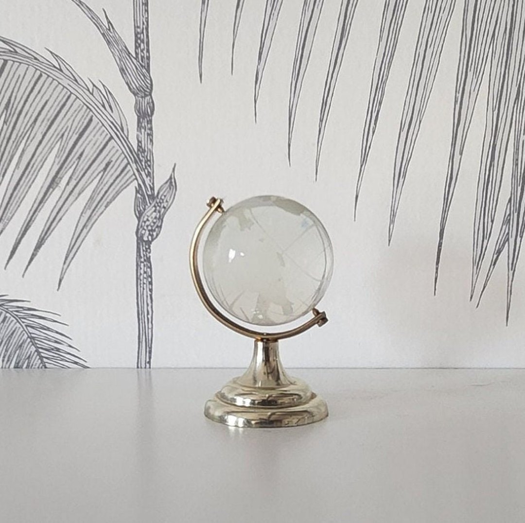 Vintage Paperweight, Rotating Glass "Crystal" Globe, circa 70's | color ...