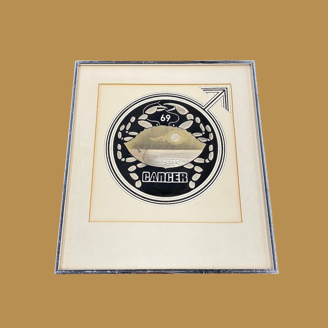 Vintage Cancer Screenprint 1970s Retro Size 17x15 Mid Century Modern ...