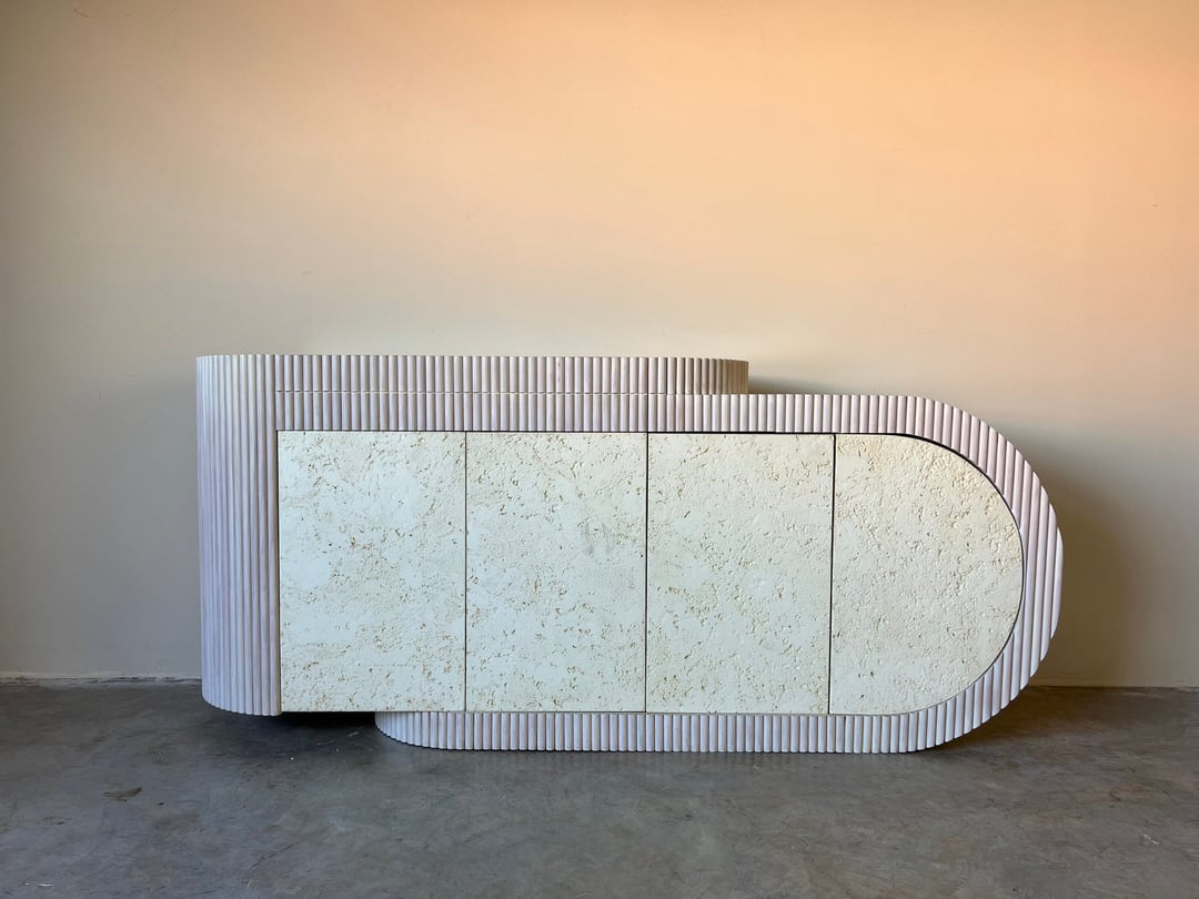 80's Postmodern Design Faux Stone Doors Sculptural Buffet | Miami ...