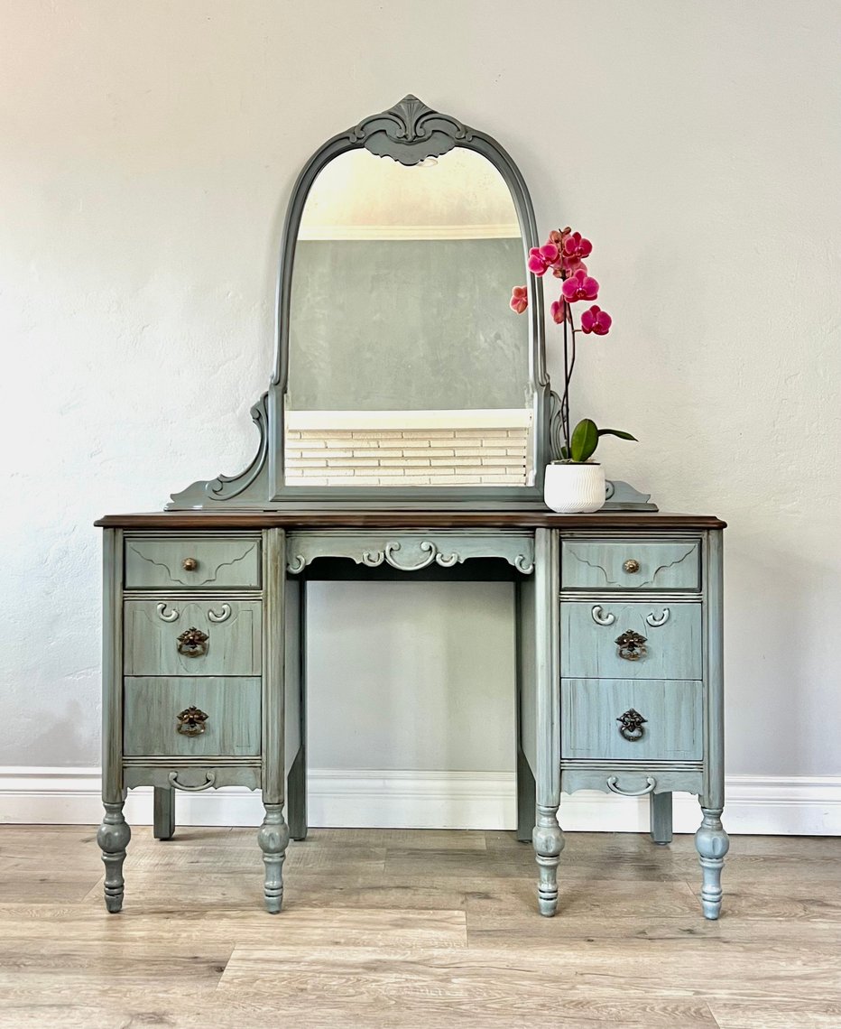 Restored Antique Makeup Vanity with Mirror | Eclectic Home Living | Los ...