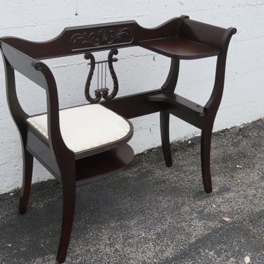 1940s Carved Harp Shape Wood Telephone Table 4996 | Hollywood Antiques ...