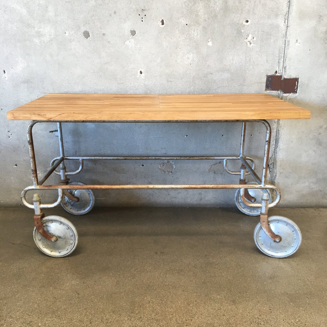 Rolling Butcher Block Top Table 1920 Gurney | Urban Americana | Long ...