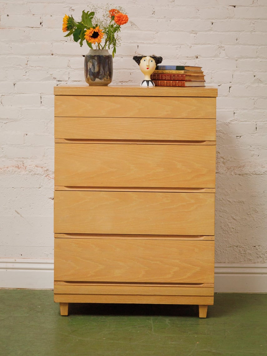 Blonde Vintage Sleek Highboy Dresser | Sunbeam Vintage | Highland Park - Los Angeles, CA