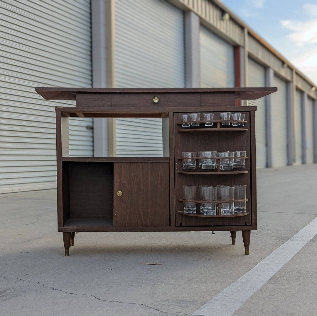 Amazing Vintage Mid Century Bar w/Glassware | MCM | 60s | Laminate ...