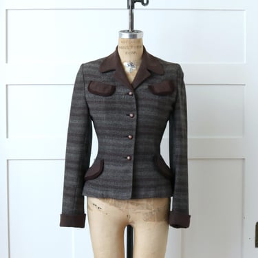vintage 1950s tailored suit jacket • women's brown striped | Living ...