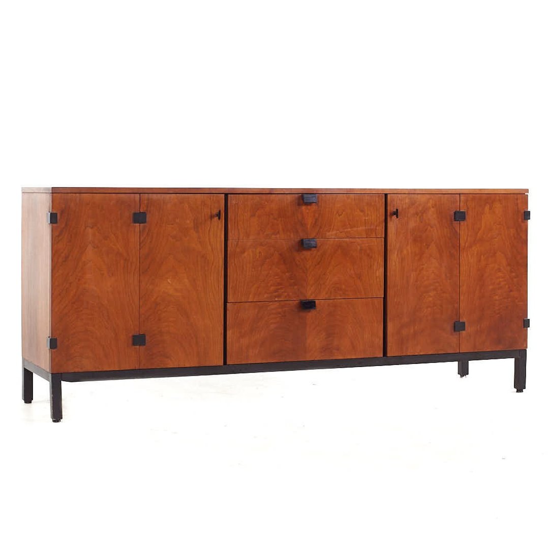 Milo Baughman for Directional Mid Century Walnut 9 Drawer Lowboy ...