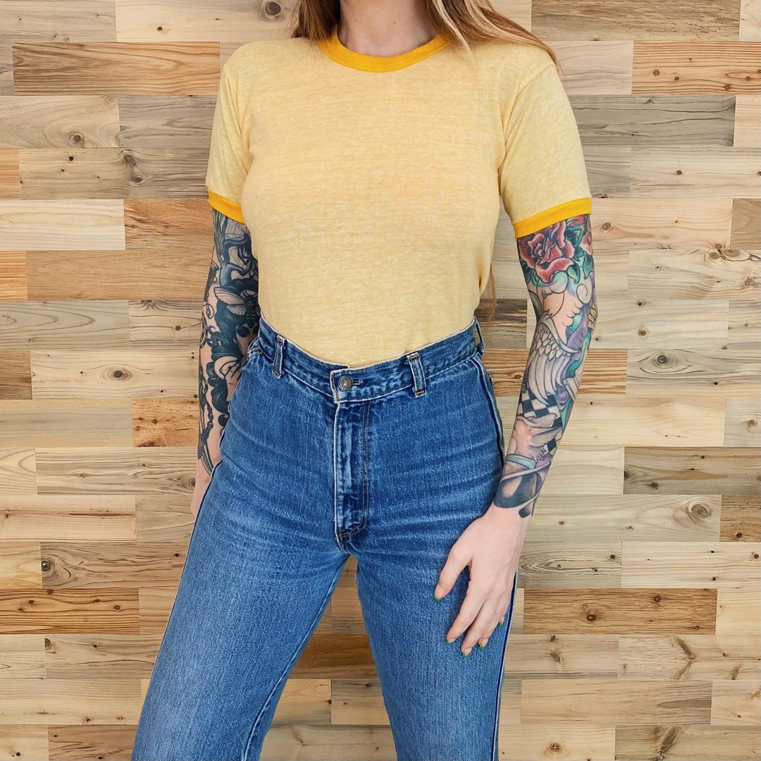 70's Soft Yellow Vintage Ringer Tee Shirt | Noteworthy Garments ...