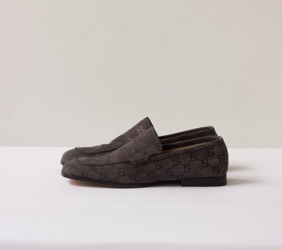 1990s Gucci Logo Suede Square Toe Loafers | Wayward Collection ...