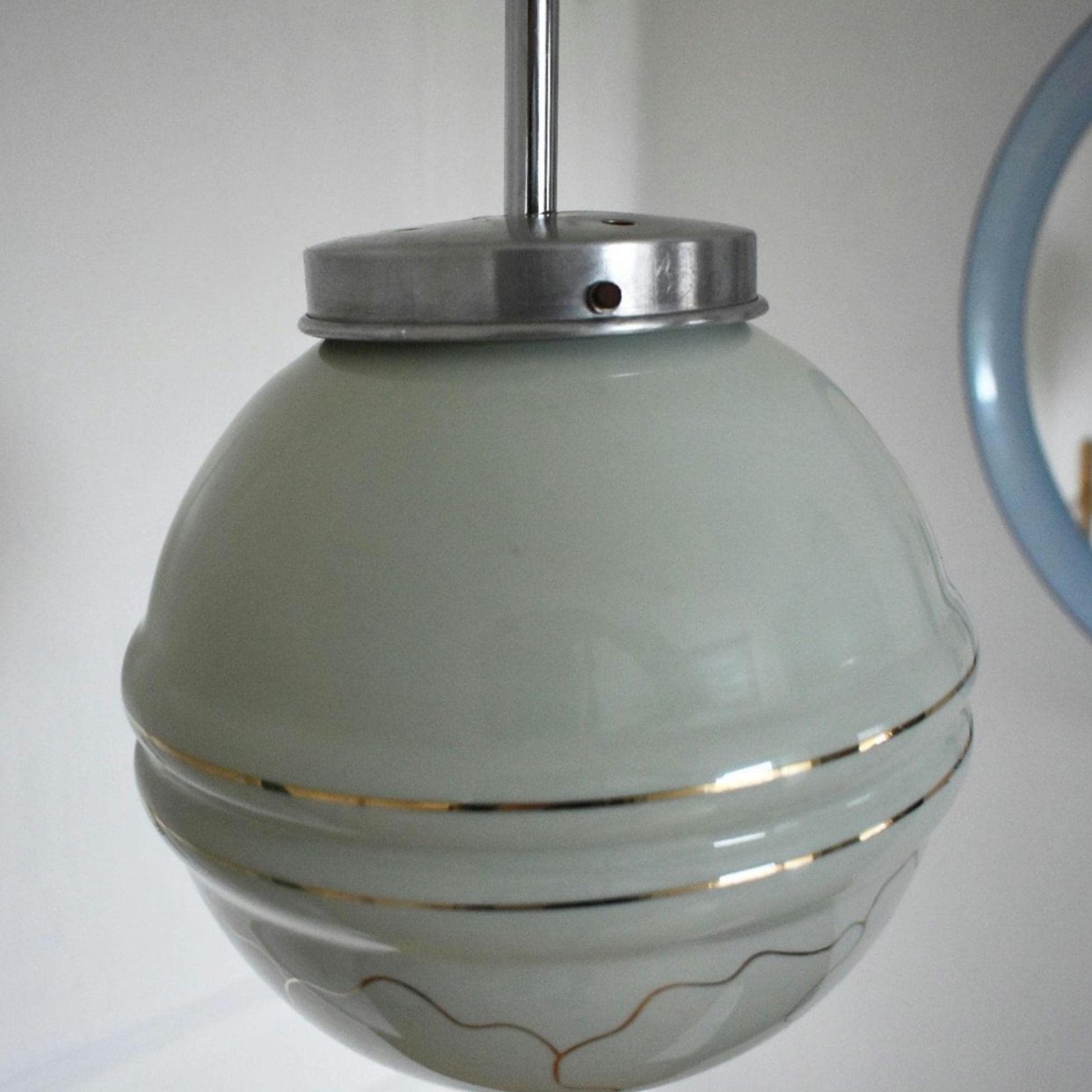 Antique Pistachio Color Art Deco Glass Ceiling Lamp/ | Grandma Store ...